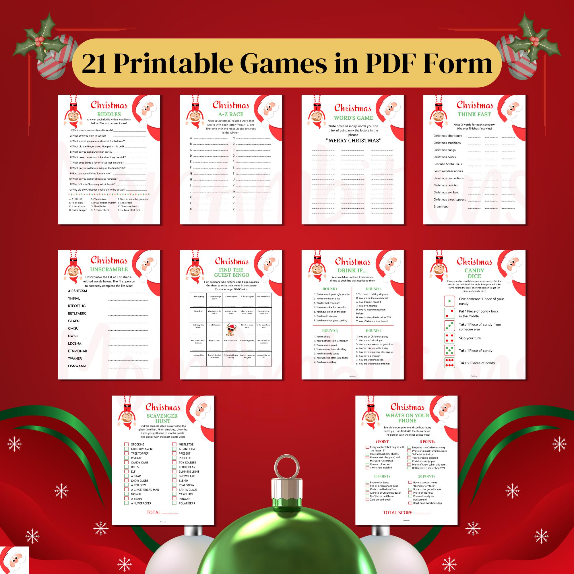 Printable Christmas Game Bundle: 33 Family Party Activities (PDF) - Etsy
