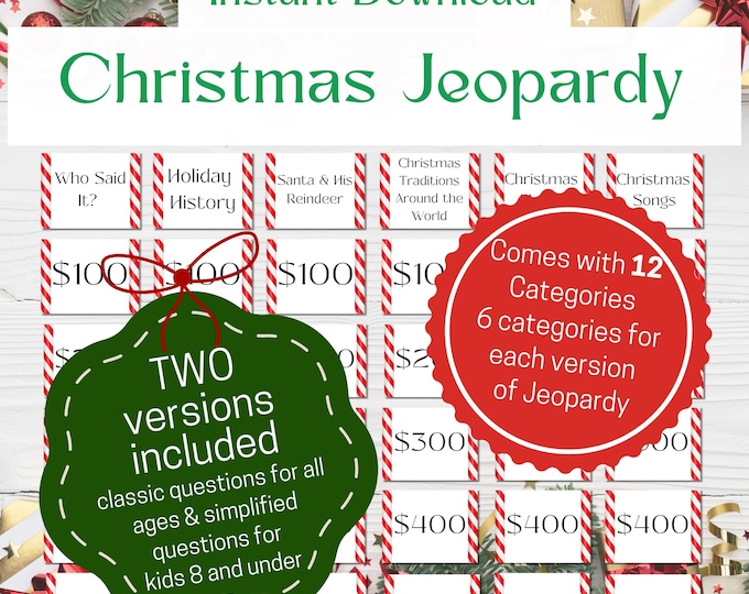 Christmas Jeopardy Game Printable Christmas Party Games for Adults ...