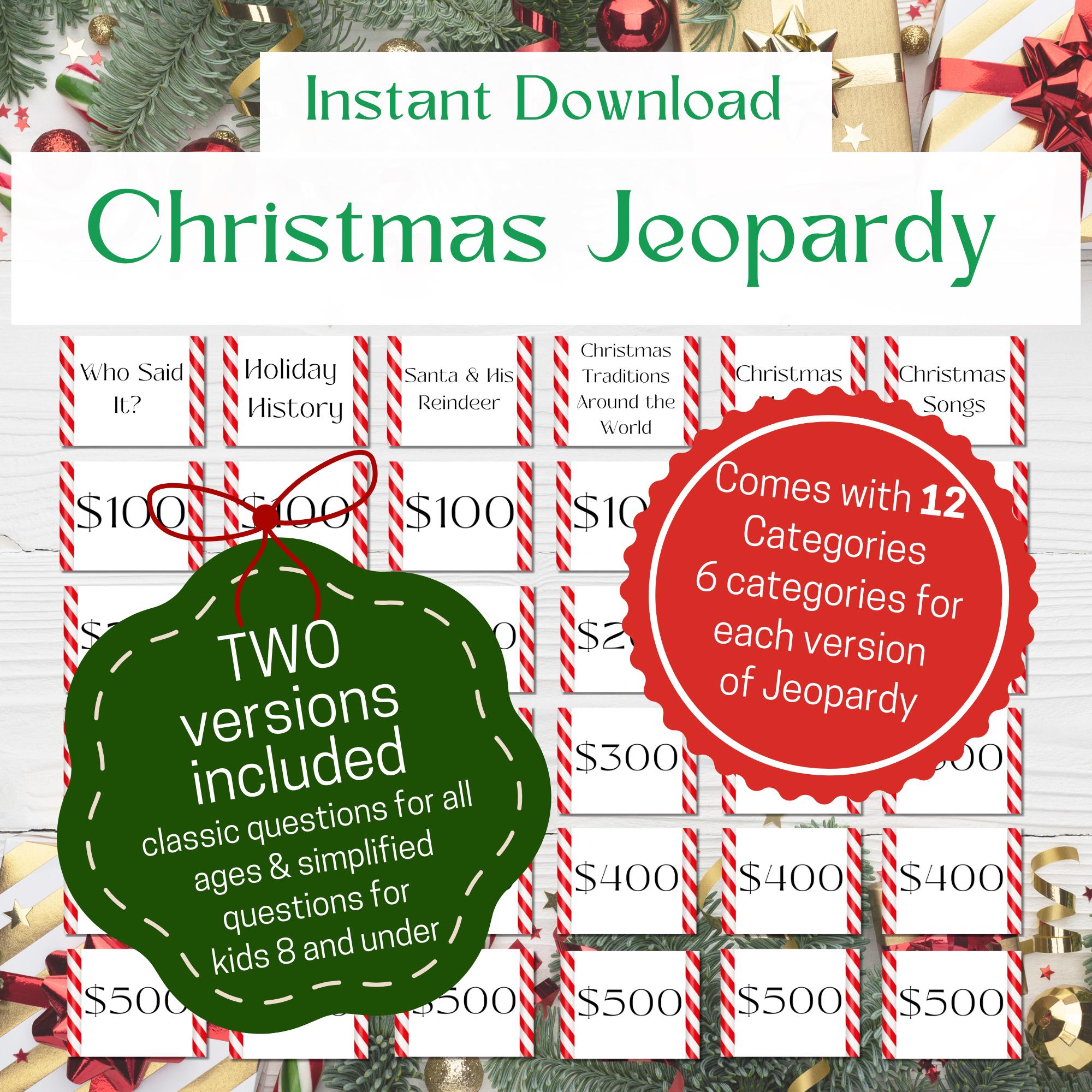 Christmas Jeopardy Game: Family and Kids Holiday Trivia With Two ...