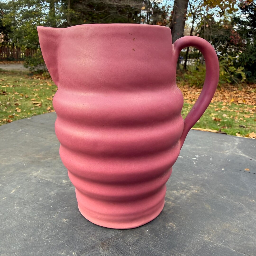 Vintage Ringed Beehive Pitcher Mauve Pink - Etsy