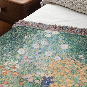 Gustav Klimt Flower Garden Jacquard Woven Throw | Klimt Print Floral ...