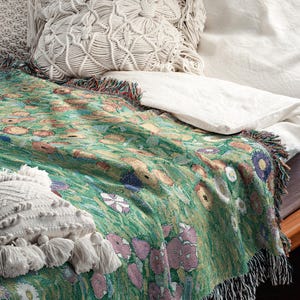 Gustav Klimt Flower Garden Jacquard Woven Tapestry Blanket Wall Hanging ...