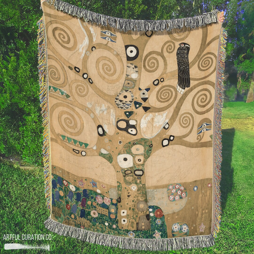 Gustav Klimt Tree of Life Jacquard Woven Throw Blanket Art Nouveau ...