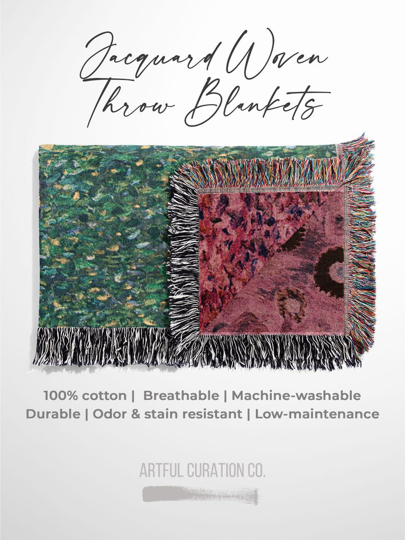 Gustav Klimt Flower Garden Jacquard Woven Throw | Klimt Print Floral ...