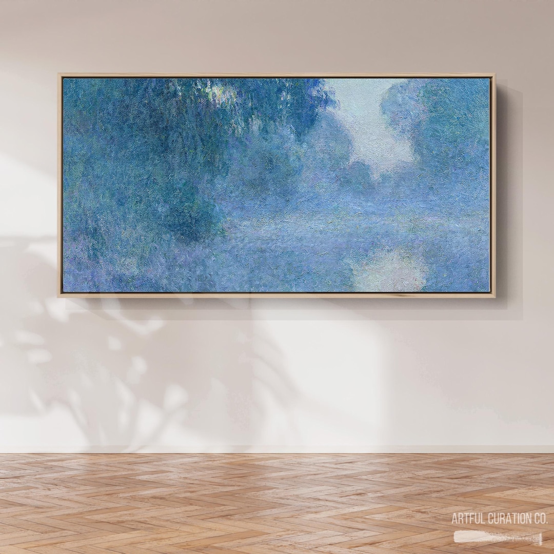 Claude Monet Print Blue Seine Morning Painting on Canvas Framed ...