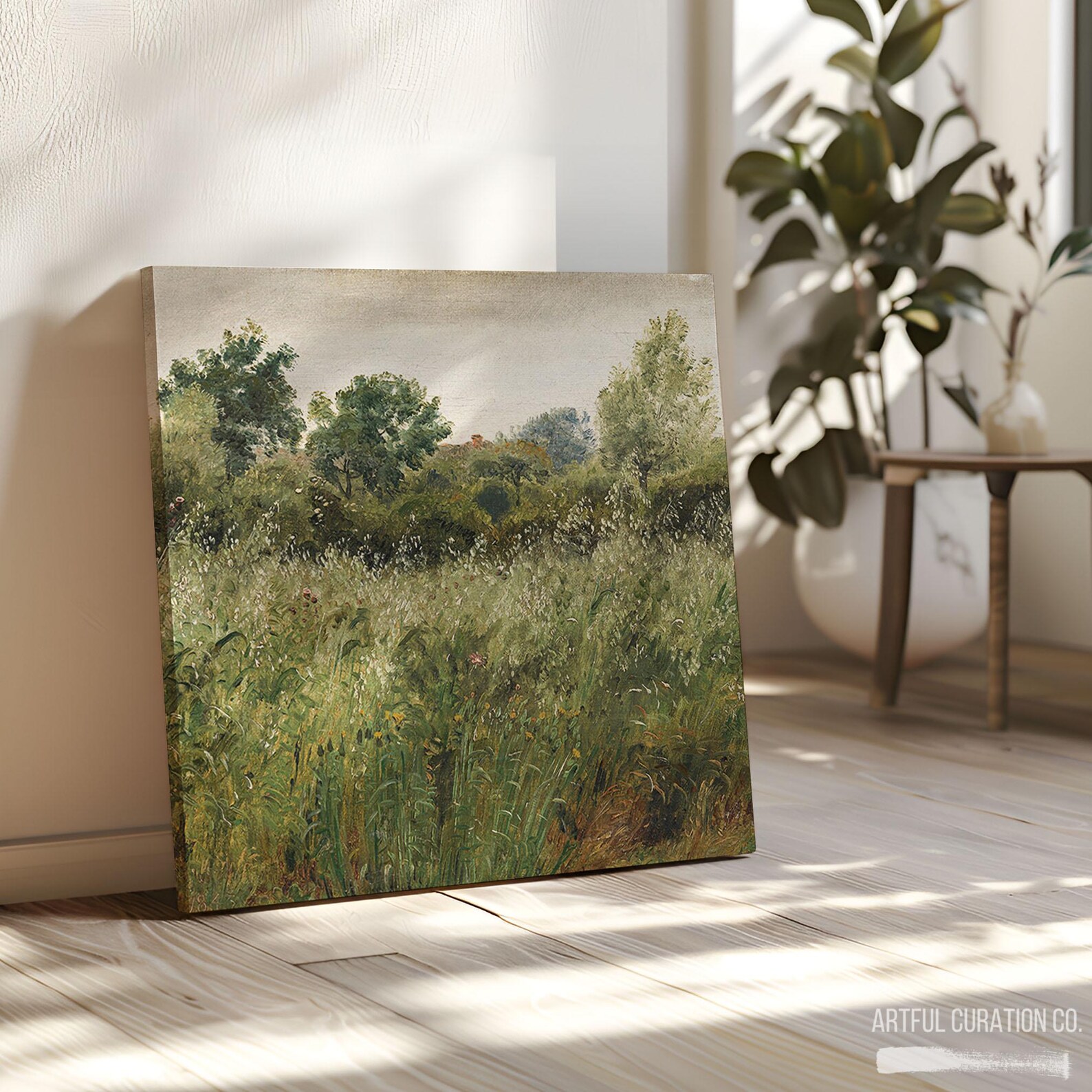 Wildflower Field Print Green Wall Art Framed Canvas Print Farmhouse ...