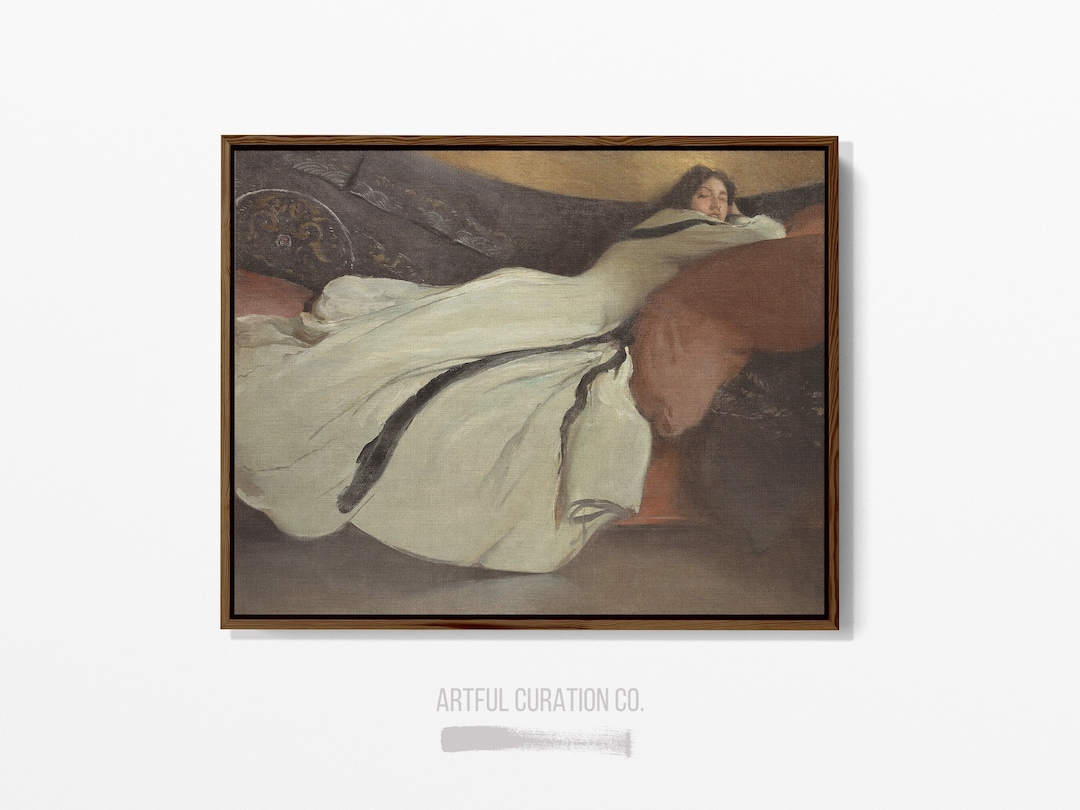 Victorian Lady in Repose Canvas Print Framed Elegant Above Bed Wall Art ...