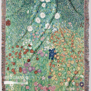 Gustav Klimt Flower Garden Jacquard Woven Tapestry Blanket Wall Hanging ...