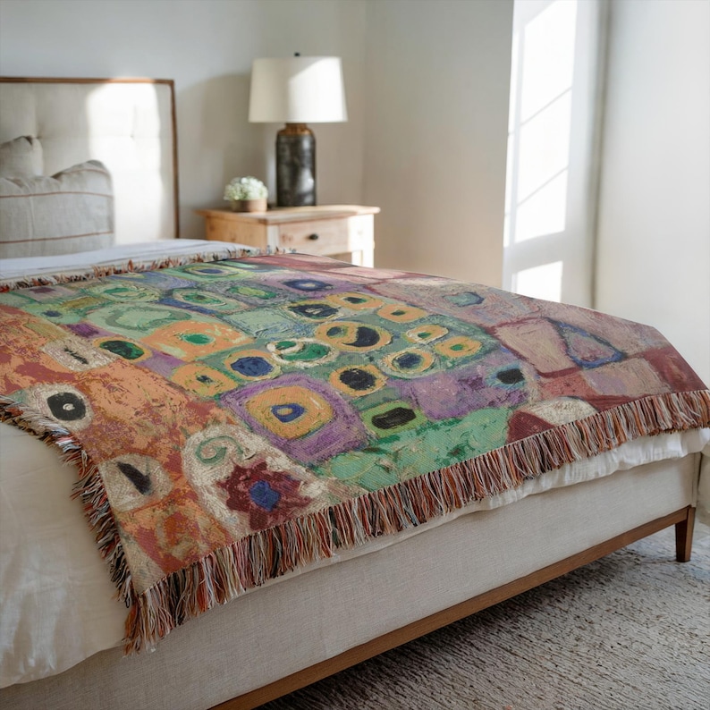 Gustav Klimt Colorful Geometric Woven Jacquard Blanket Wall Hanging ...