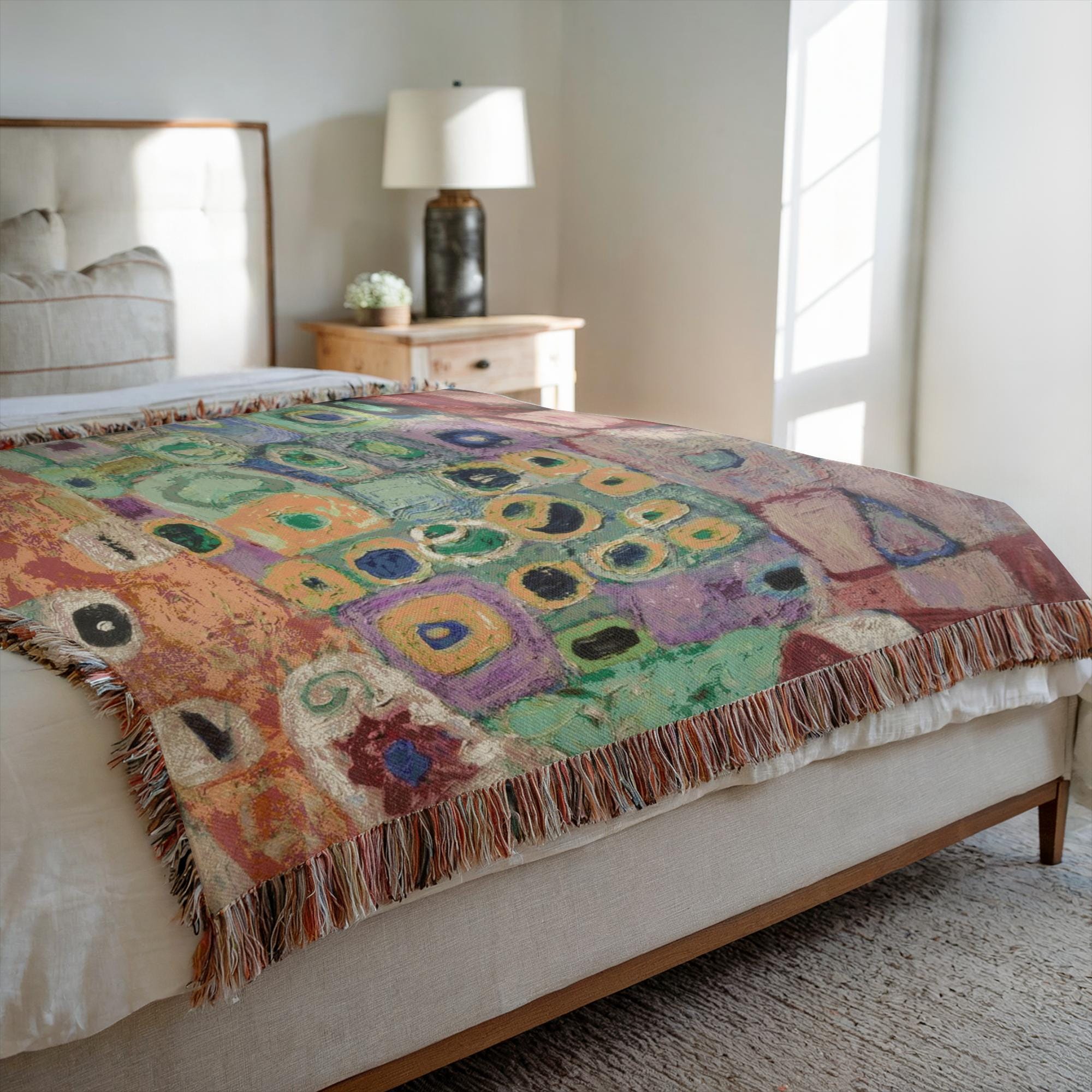Gustav Klimt Colorful Geometric Woven Jacquard Blanket Wall Hanging ...