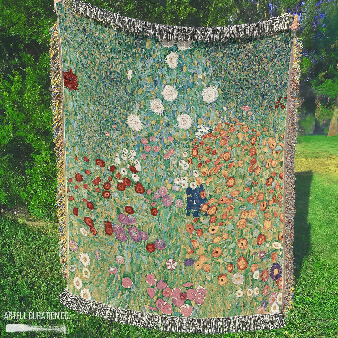 Gustav Klimt Flower Garden Jacquard Woven Blanket Klimt Tapestry ...
