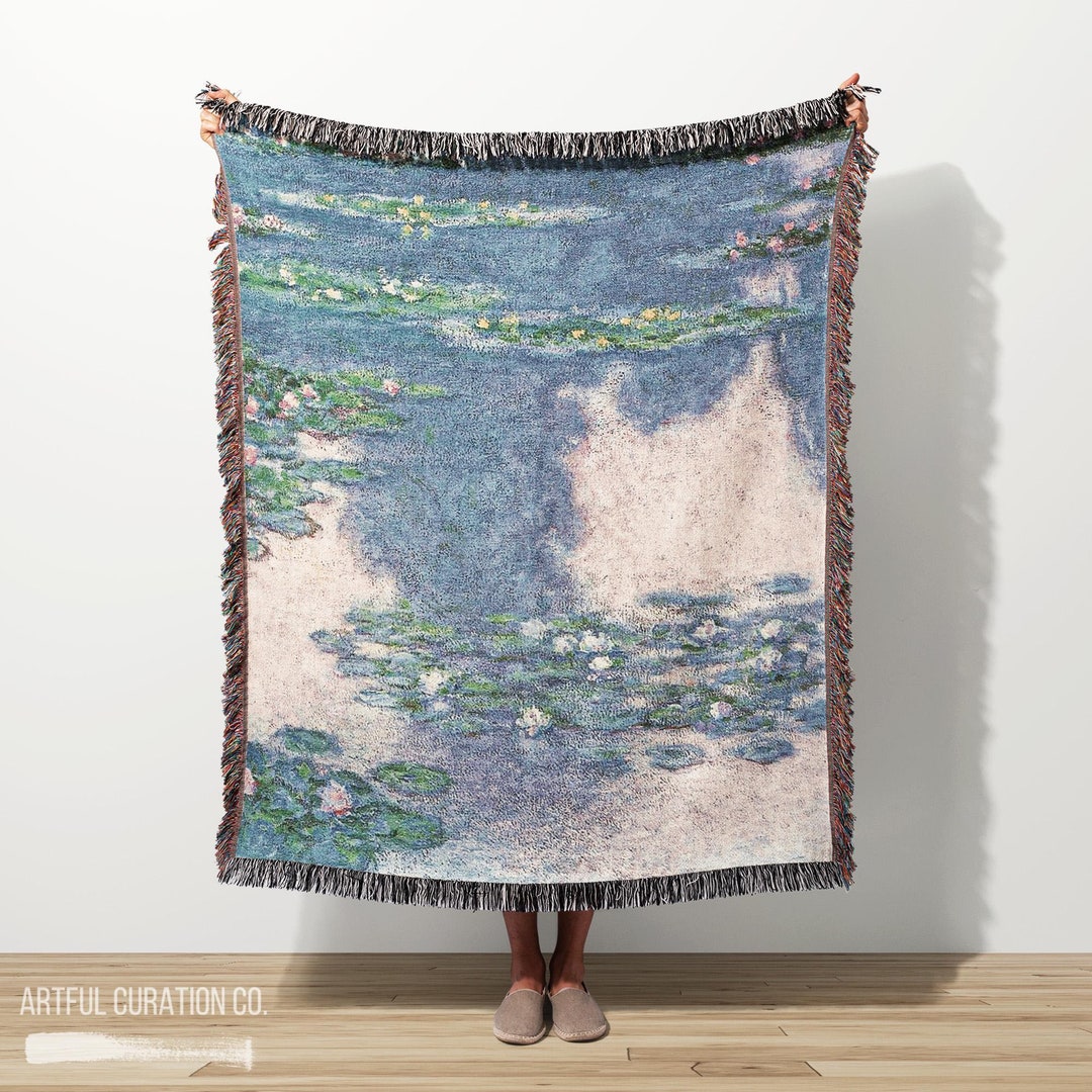 Claude Monet Water Pink Lily Pond Jacquard Woven Throw Wall Art Hanging ...