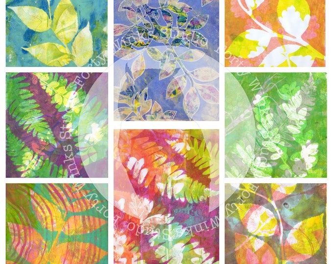 16 Digital Botanical Gelli Prints Journal Backgrounds Collage Papers Etsy