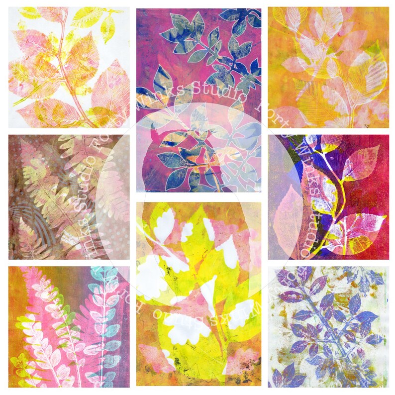 16 Digital Botanical Gelli Prints Journal Backgrounds Collage Papers - Etsy