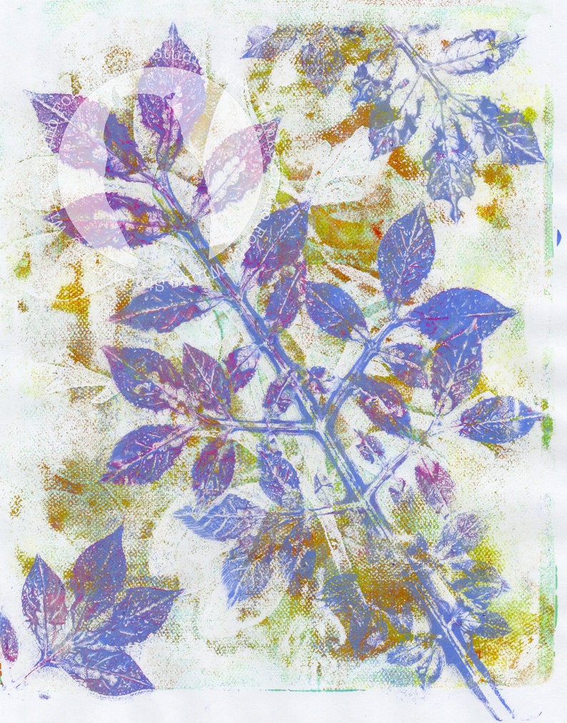 16 Digital Botanical Gelli Prints Journal Backgrounds Collage Papers - Etsy