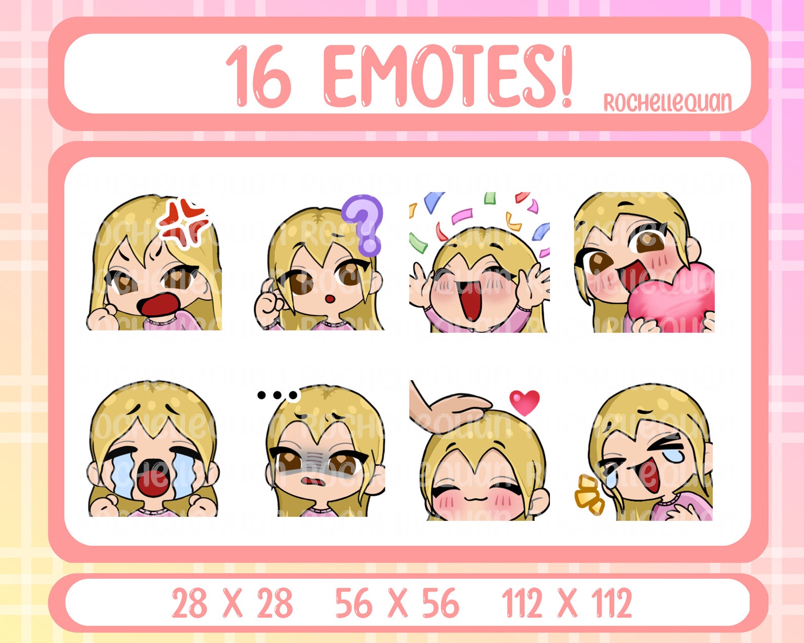Kawaii Chibi Pink Blonde Emotes for Streaming/twitch Discord Vtubers - Etsy