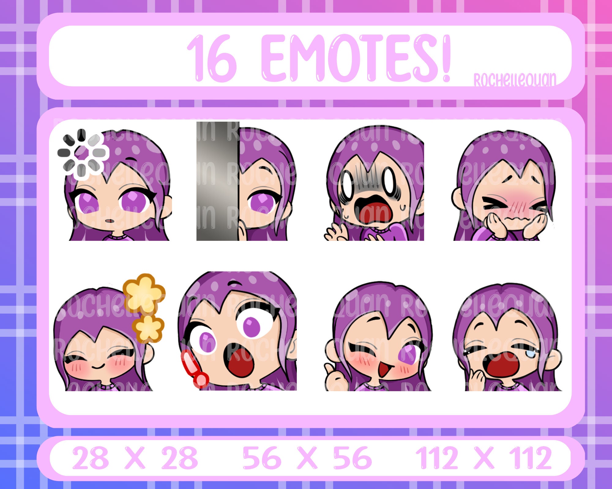 Kawaii Chibi Purple Emotes for Streaming/twitch Discord Vtubers - Etsy
