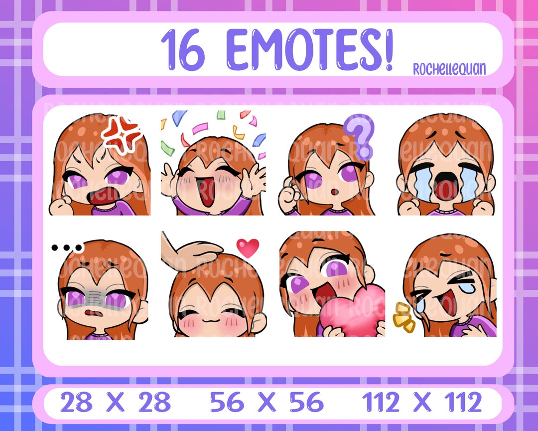 Kawaii Chibi Purple Ginger Emotes for Streaming/twitch Discord Vtubers ...