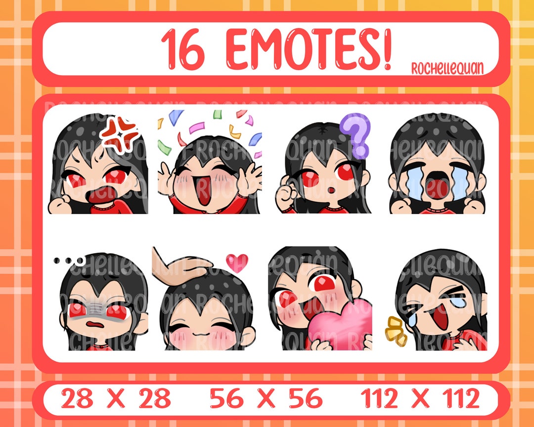 Kawaii Chibi Red Black Emotes for Streaming/twitch Discord Vtubers - Etsy