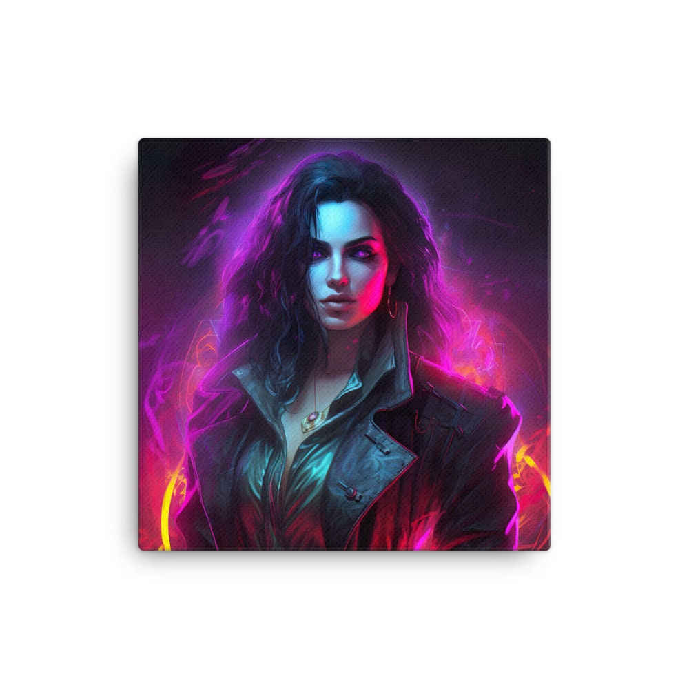Neon Yennefer Canvas, Witcher Canvas, Cyberpunk Canvas, the Witcher ...