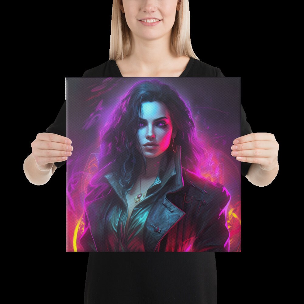 Neon Yennefer Canvas, Witcher Canvas, Cyberpunk Canvas, the Witcher ...
