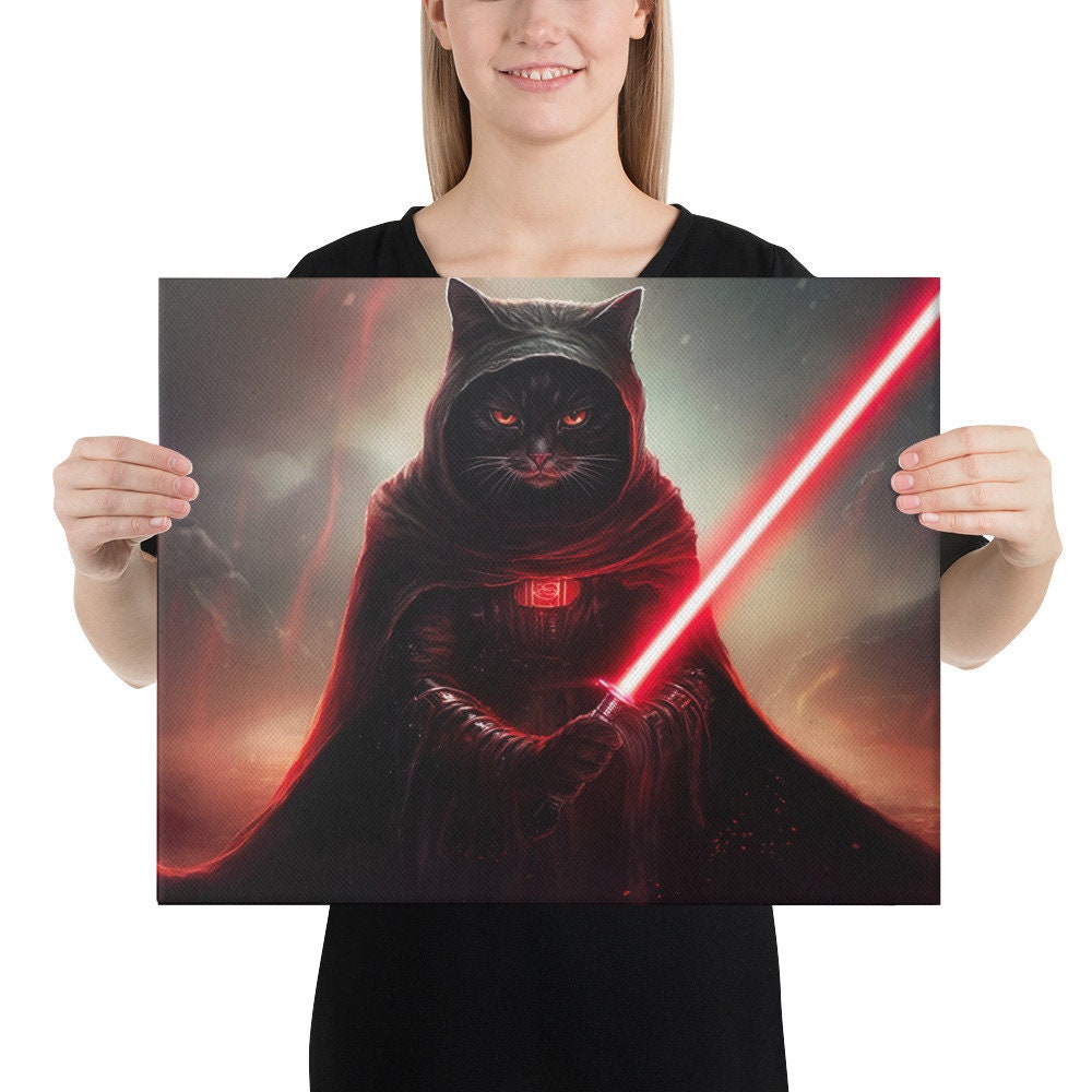 Darth Cat Canvas, Cat Sith Lord Canvas, Star Wars Cat Canvas, Cat ...