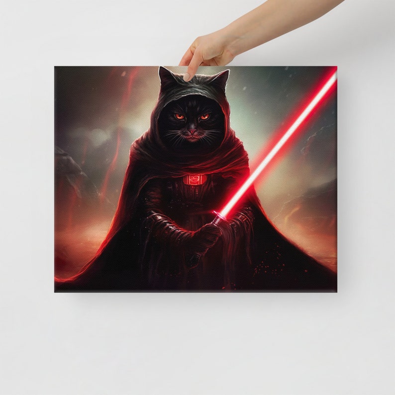 Darth Cat Canvas, Cat Sith Lord Canvas, Star Wars Cat Canvas, Cat Lightsaber Canvas, Cat Canvas ...