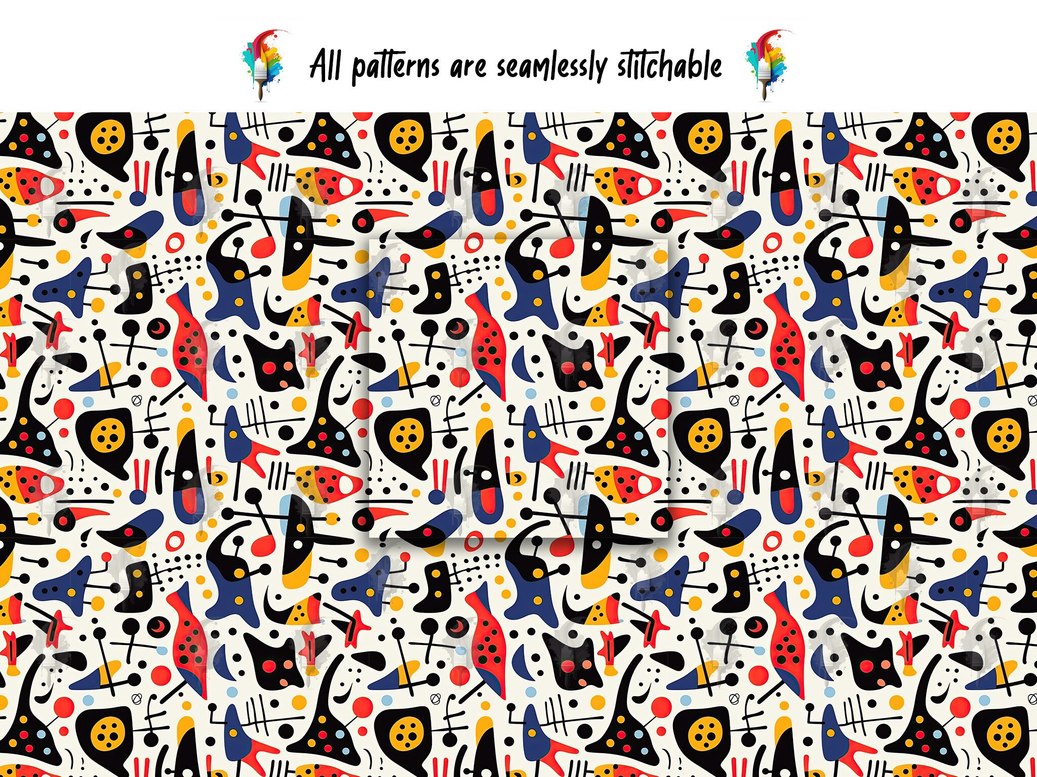 Miró Digital Paper Bundle, Seamless Patterns in the Style of Joan Miró ...