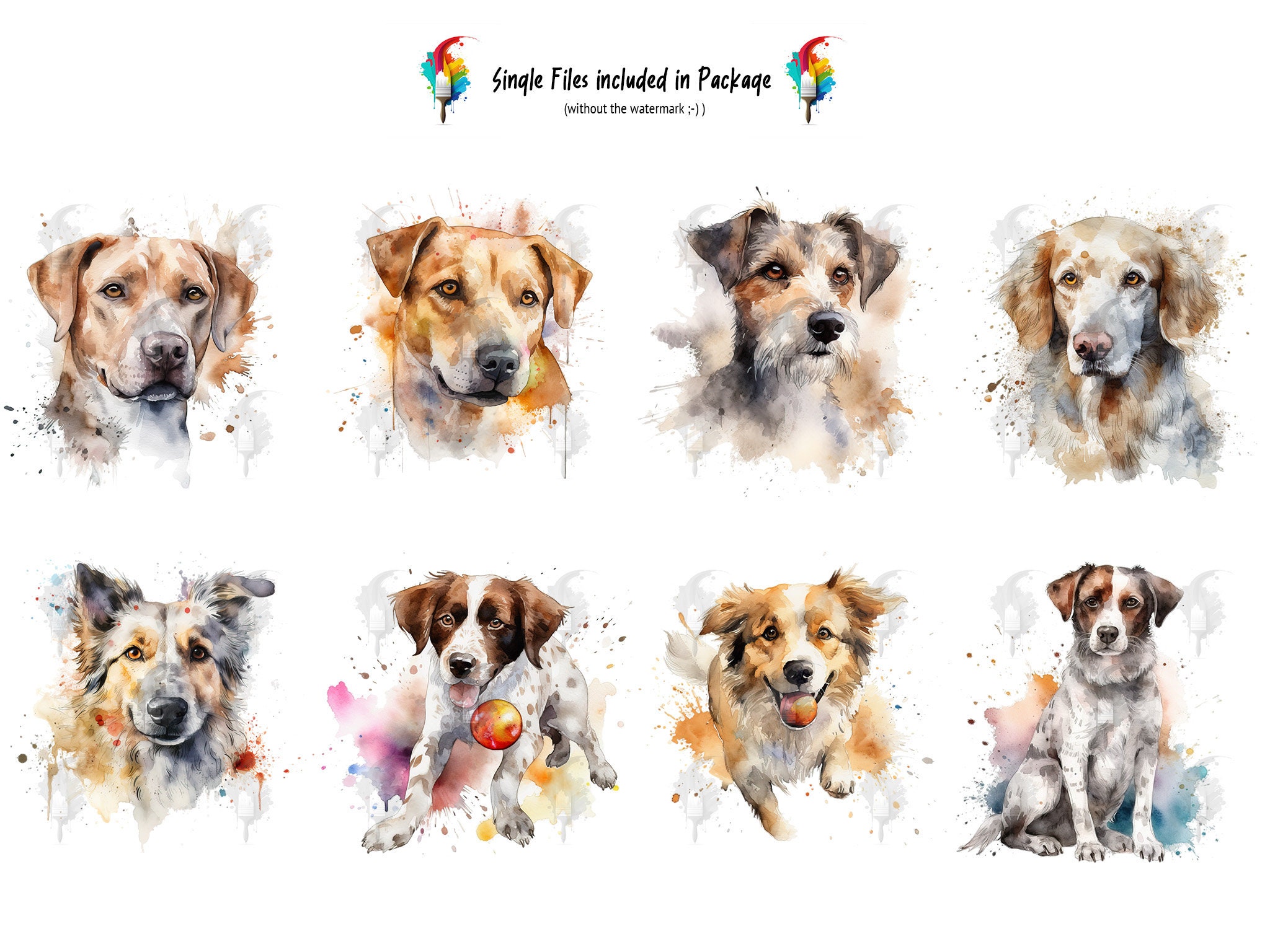 20 Watercolor Dog Cliparts Watercolor Clipart Bundle Dogs - Etsy