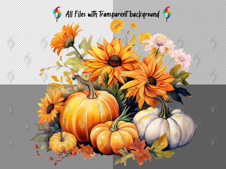 24 Watercolor Pumpkin Clipart Bundle, Fall Clipart, Autumn Graphics ...