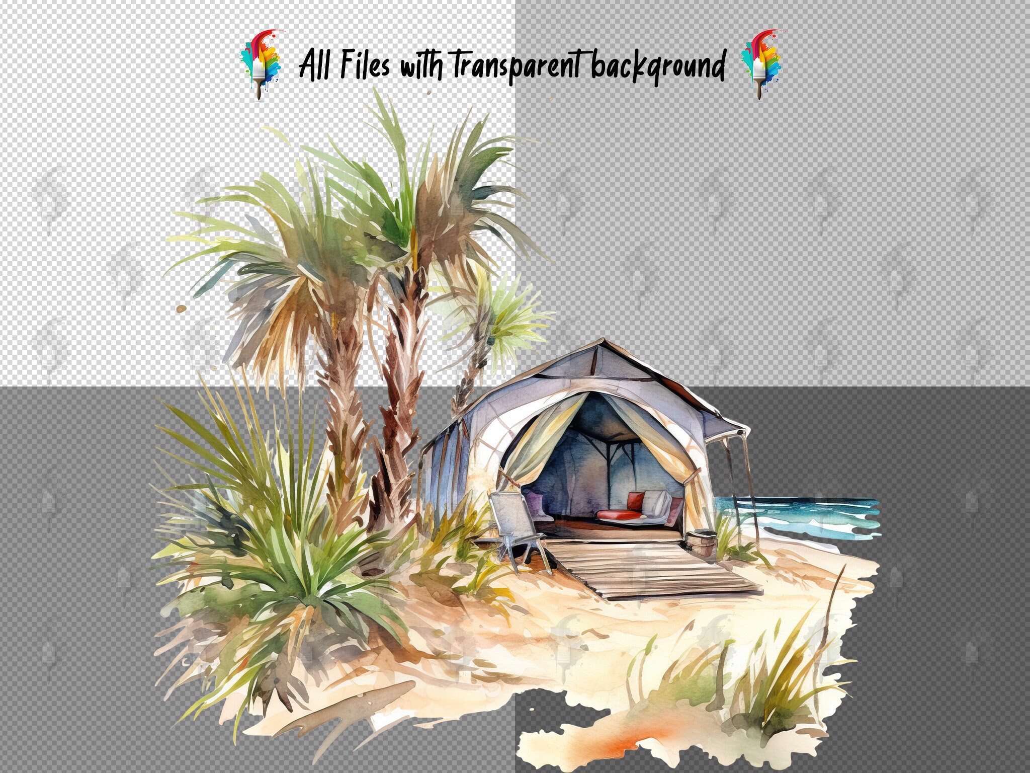 18 Camping Adventure Cliparts, Watercolor Camping Clipart Bundle ...