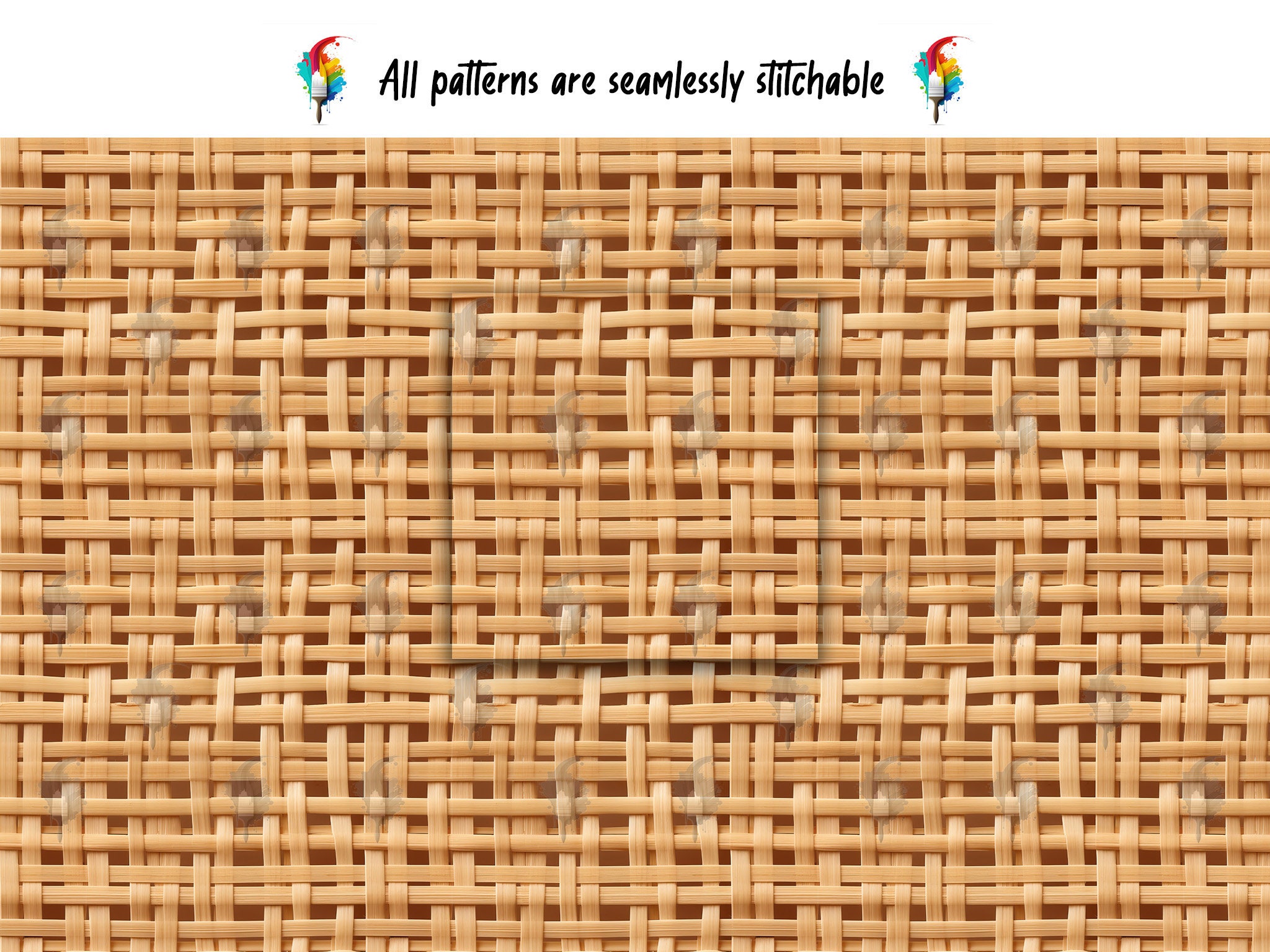 Seamless Rattan Cane Weave Digital Paper Bundle, Wicker Weave Seamless ...