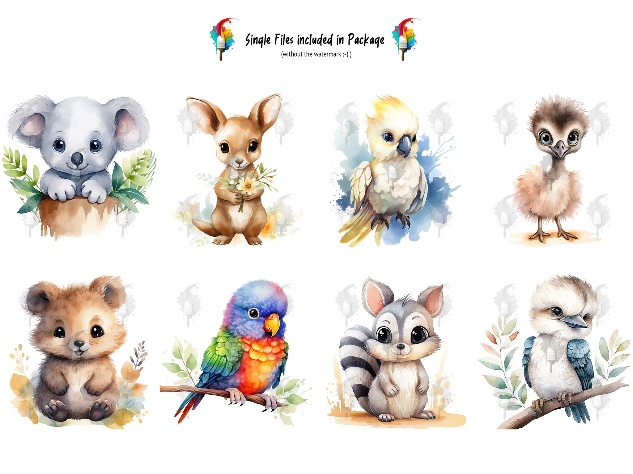 26 Baby Animals of Australia Clipart Bundle, Cute Animals Clipart, Baby ...
