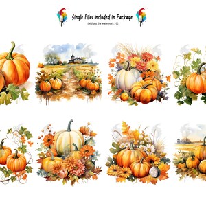 24 Watercolor Pumpkin Clipart Bundle, Fall Clipart, Autumn Graphics ...