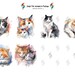 Whimsical Cats 30 Watercolor Cat Cliparts Bundle Feline - Etsy