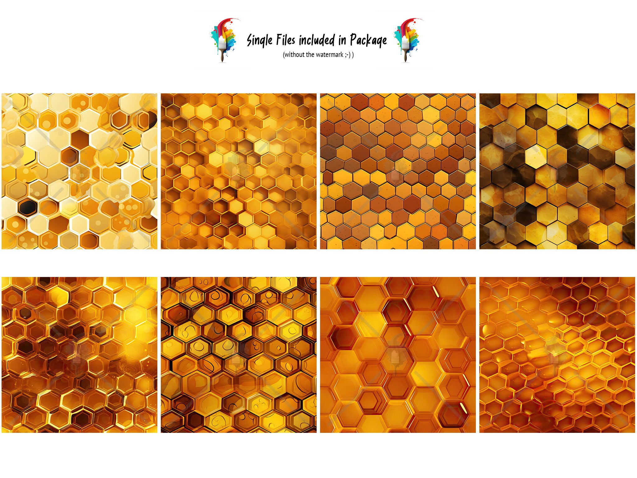 Seamless Honeycomb Pattern Bundle, Honeycomb Digital Paper Pack for Printing, Sublimation ...