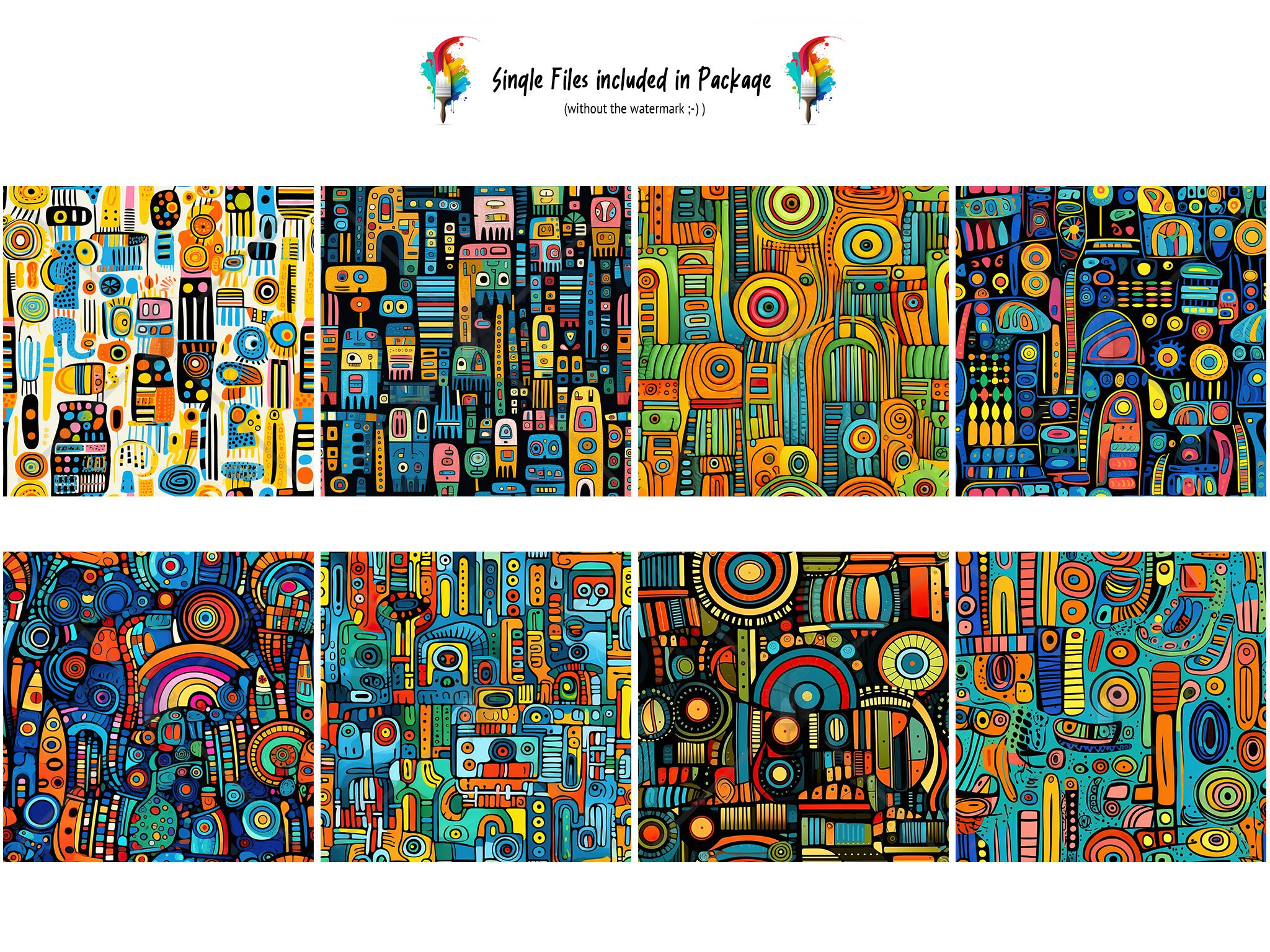 Hundertwasser Digital Paper Bundle, Seamless Patterns in the Style of ...