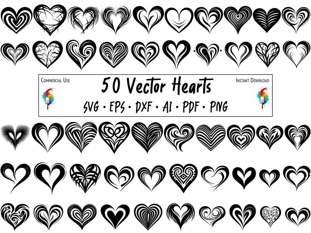 Heart Vector Graphics Bundle, Heart SVG Bundle for Paper and Laser ...