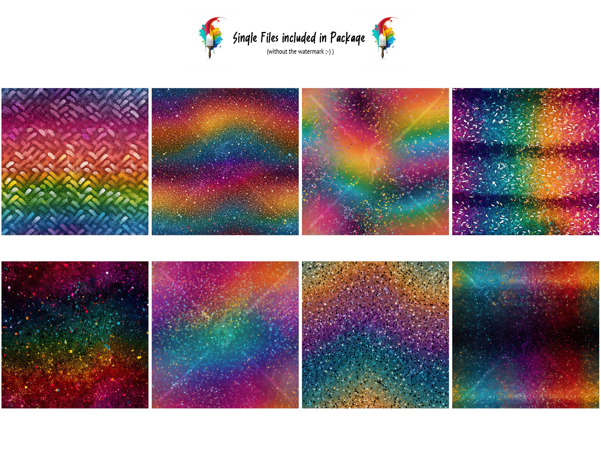 20 Rainbow Glitter Seamless Digital Papers, Rainbow Sparkle Paper ...
