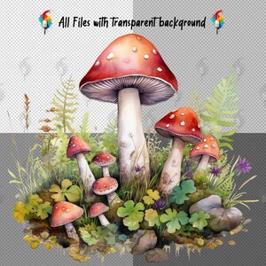 Mushroom Clipart Bundle, Watercolor Fall Clipart, Autumn Graphics ...