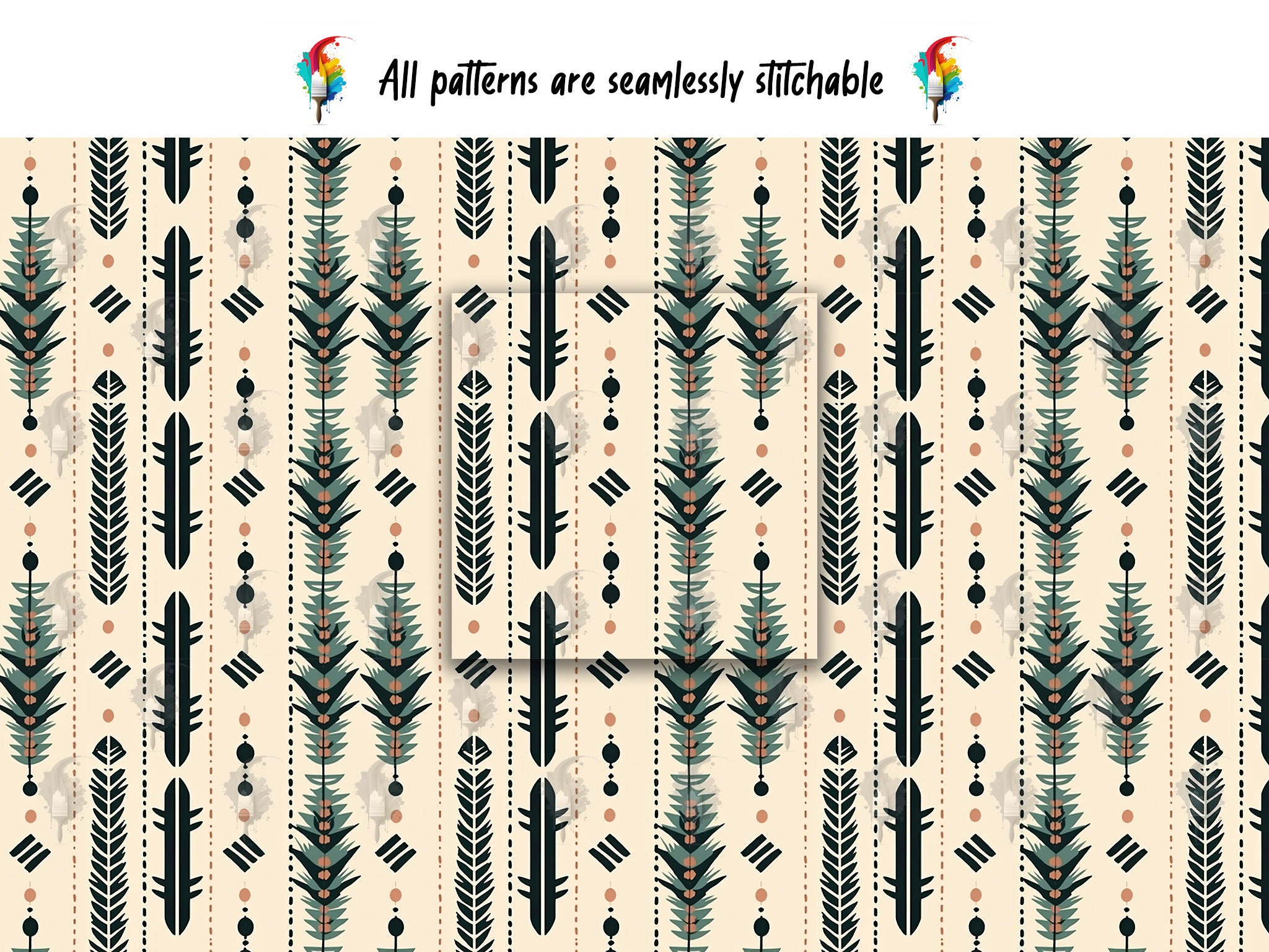 20 Boho Digital Papers, Seamless Boho Line Patterns, Scrapbook Paper ...
