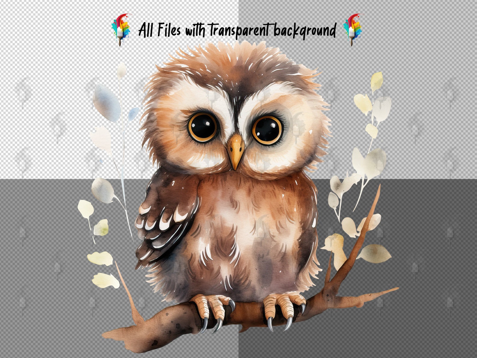 Baby Woodland Animals Clipart Bundle, Watercolor PNG Bundle, Nursery ...