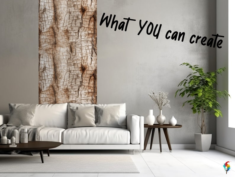 Seamless Tree Bark Textures Bundle, Natural Wood Texture Digital Paper ...