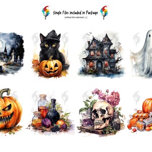 Halloween Horror Clipart Bundle, Spooky PNG Bundle, Skulls, Pumpkins ...