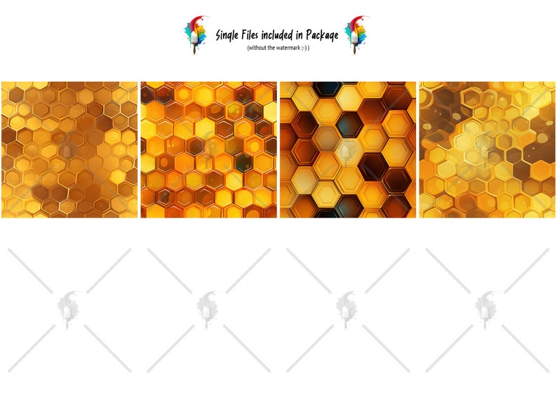 Seamless Honeycomb Pattern Bundle, Honeycomb Digital Paper Pack for ...