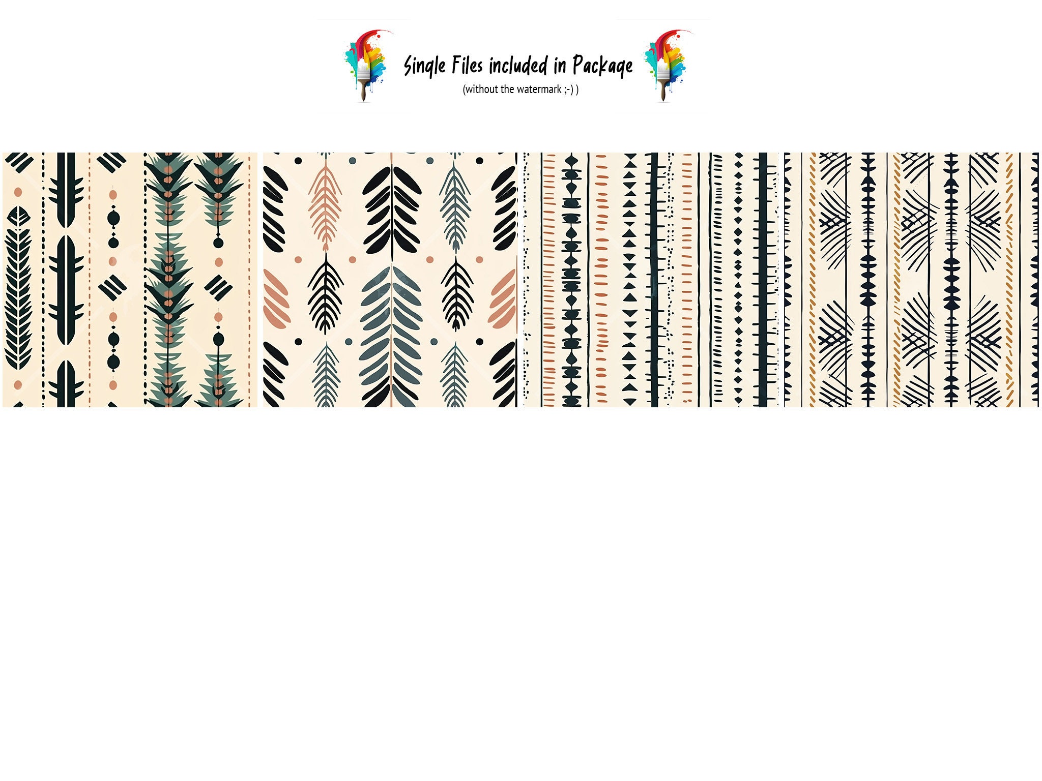 20 Boho Digital Papers, Seamless Boho Line Patterns, Scrapbook Paper ...