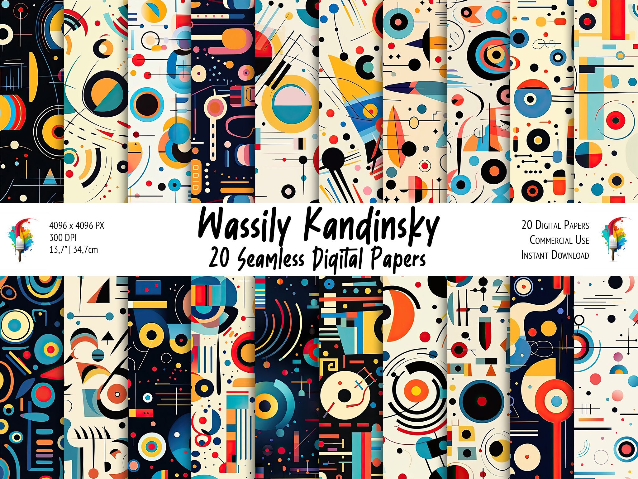 Kandinsky Digital Paper Bundle, Seamless Patterns in the Style of ...