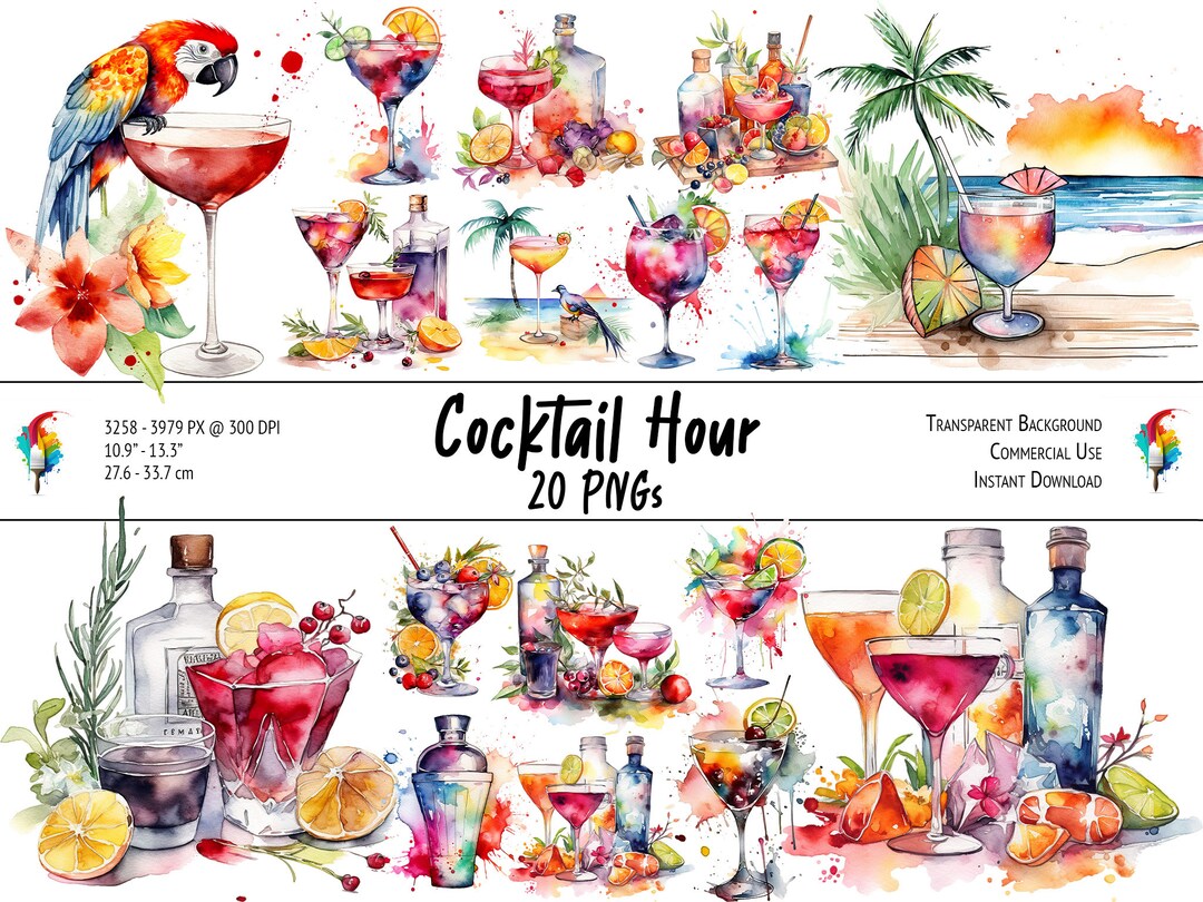 Cocktail Clipart Bundle: Tropical Summer Drinks for Printing ...