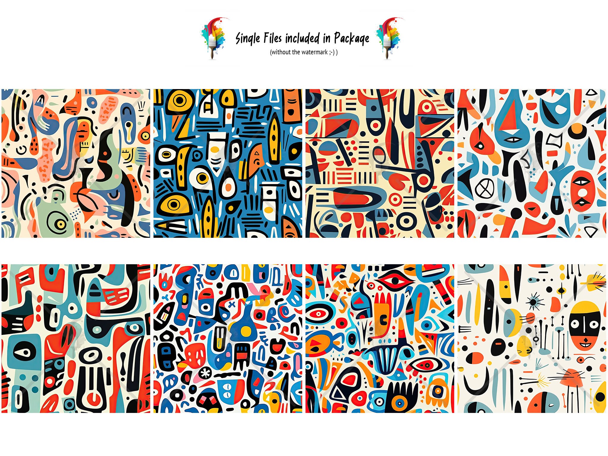 Picasso Digital Paper Bundle, Seamless Patterns in the Style of Pablo ...
