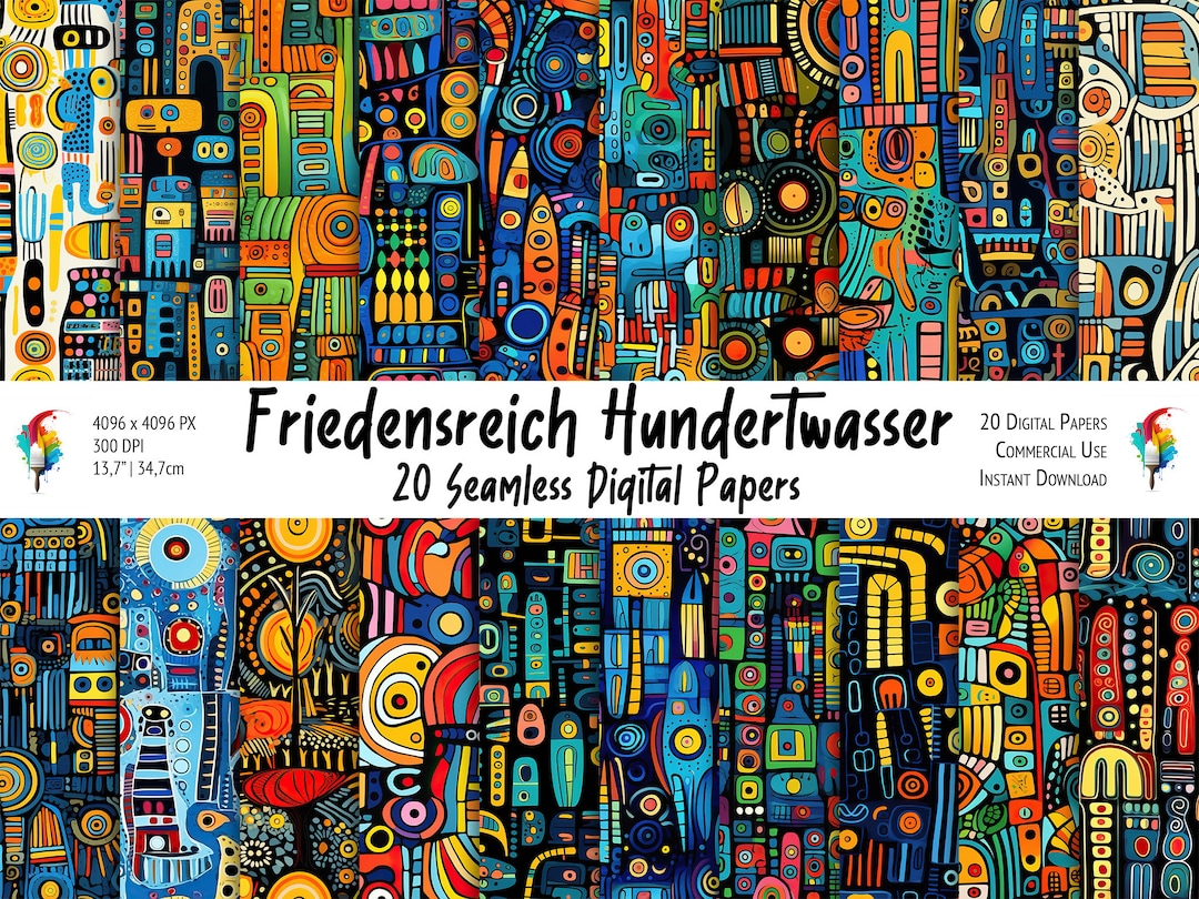 Hundertwasser Digital Paper Bundle, Seamless Patterns in the Style of ...